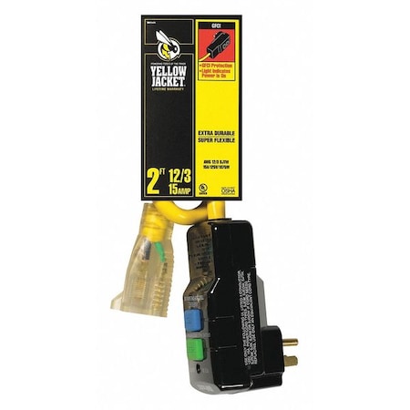 Yellow Jacket 2 ft. Extension Cord w/GFCI Lighted Receptacle SJTW 2877 ...