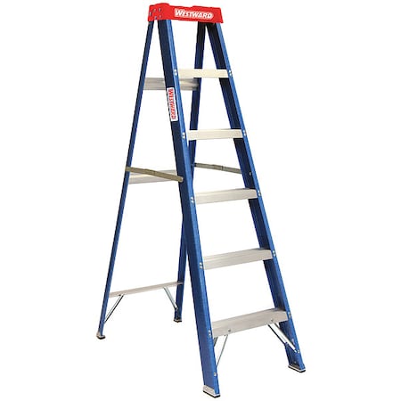 Westward 6 ft. Fiberglass 250 lb. Stepladder, Type I 44YY23 | Zoro