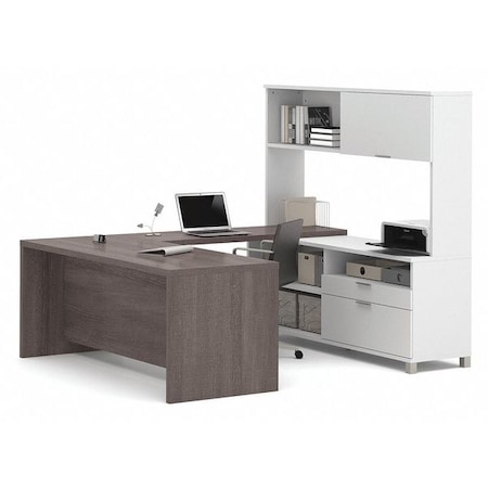 Bestar U Shaped Desk U-Shape Workstation, 89" D X 68.8" H, 71.1" W X ...