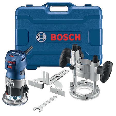 Bosch Router, Electric, 1-1/4" HP, 7A, 120V GKF125CEPK | Zoro