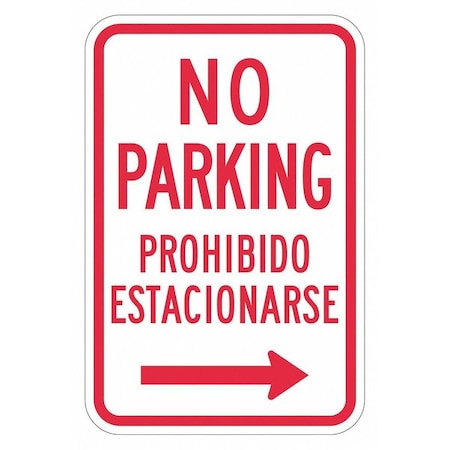 Lyle No Parking Sign, 12" W, 18" H, English, Spanish, Aluminum, White ...