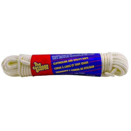 Zoro Select Rope, 100ft, Wht, 20lb., Polyester 10S-WA | Zoro