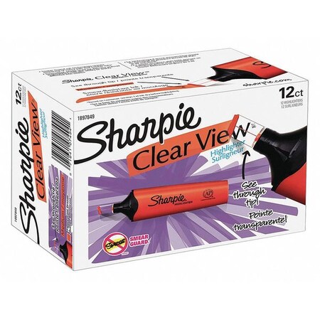 Sharpie Smear Guard Highlighter, Chisel Tip Orange PK12 1897849 | Zoro