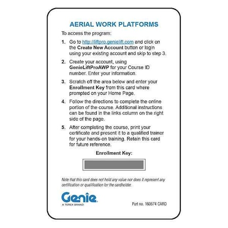 Genie Aerial Work Platform Course, Access Card Lift Pro (AWP) | Zoro