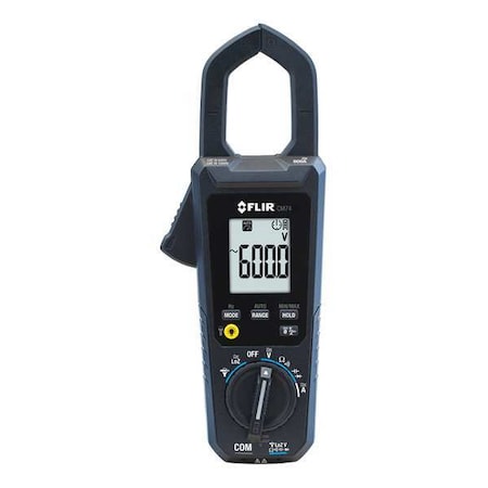 Flir Clamp Meter, Backlit LCD, 600 A, 1.4 in (36 mm) Jaw Capacity, Cat ...