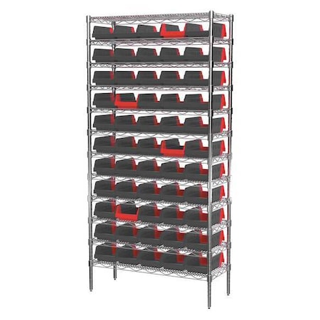 Akro-Mils Steel Wire Bin Shelving, 36 in W x 74 in H x 14 in D, 12 ...