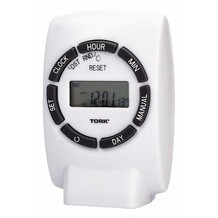 Nsi Tork Plug In Timer, White, Indoor, 125V, Digital 454E | Zoro