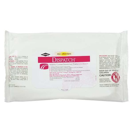 Dispatch Soft Pack, 40 Wipes, 8" x 10" 69240 | Zoro