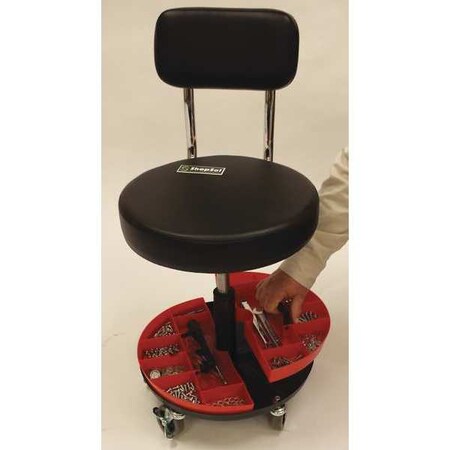 Shopsol Round Stool with Backrest, Height 18-1/2" to 22"Black 1010277 ...