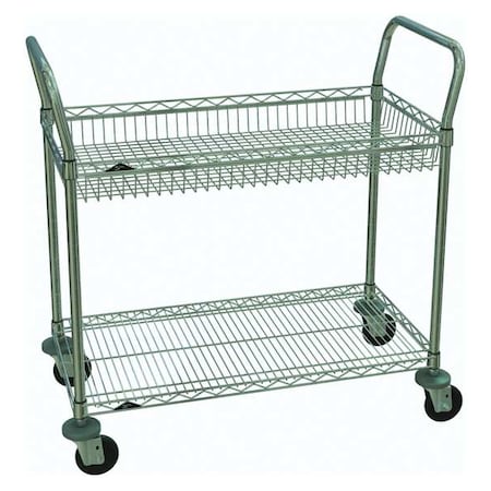 Metro Utility Cart with Deep & Shallow Lipped Wire Shelves, Steel, (2 ...