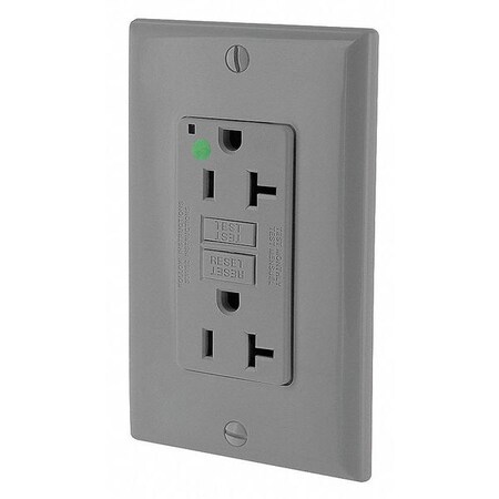 Leviton GFCI Receptacle, 20A, 125VAC, 5-20R, Gray N7899-HGG | Zoro