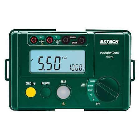 Extech Battery Operated Megohmmeter, 1000VDC MG310 | Zoro