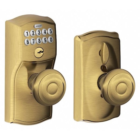 Schlage Residential Push Button Lockset, Knob, Antique Brass FE595 ...