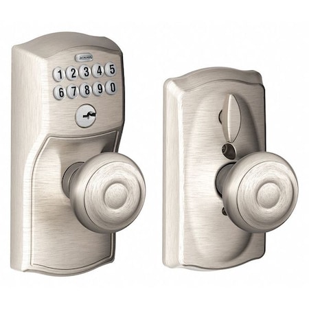 Schlage Residential Push Button Lockset, Knob, Satin Nickel FE595 ...