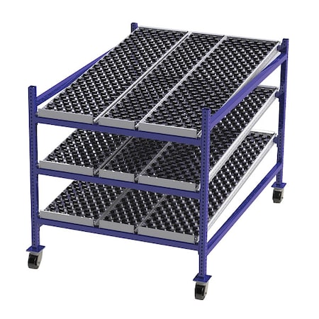 Unex Flow Cell Mobile Gravity Flow Rack, 72 in D, 48 in W, 3 Shelves ...