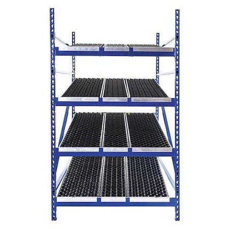 Unex Roller Rack Starter Gravity Flow Rack, 96 in D, 96 in W, 4 Shelves ...