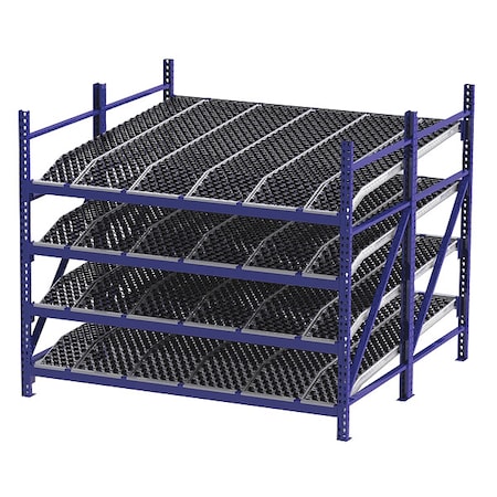 Unex Roller Rack Starter Gravity Flow Rack, 96 in D, 96 in W, 4 Shelves ...