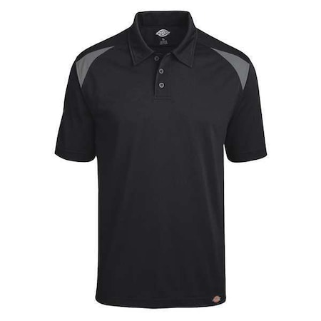 Dickies Men's Short Sleeve Polo, Polyester, Pullover, Black/Gray, S ...