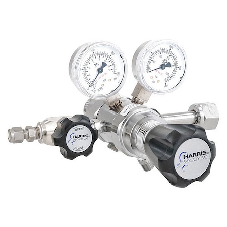 Harris High Purity Gas Regulator, Oxygen, Two Stage, 0.908"-14 Inlet, 1 ...