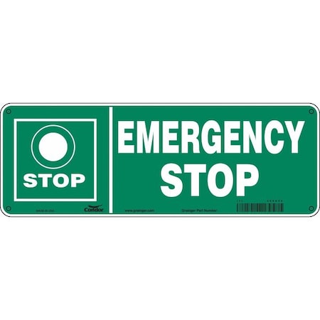Condor Emergency Stop Sign, 14" W, 5" H, Plastic, Green, White 469G50 ...