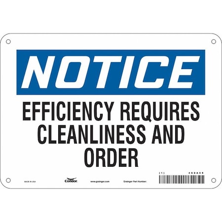 Condor Notice, EFFICIENCY REQUIRES CLEANLINESS AND ORDER, 10 in W x 7 ...