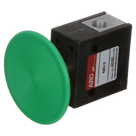 Aro Manual Air Control Valve, Button, Green 460-3 | Zoro