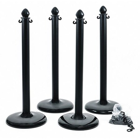Tensabarrier Barrier Post Kit, 14" Dia., 39" H, Black 300-33-4PK-966-33 ...