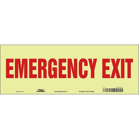 Condor Exit Sign, Vinyl, 14" W, 5" H, Emergency Exit, White 467R23 | Zoro