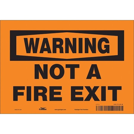 Condor Safety Sign Emergency Exit, Vinyl, 10 in W, 7 in H, WARNING NOT ...