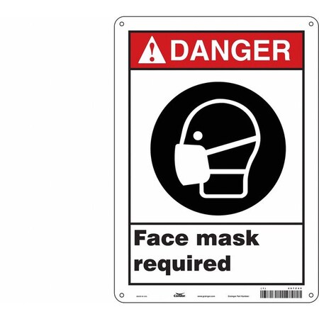 Condor Face Mask Required Sign, 10" W x 14" H, English, Plastic, Black ...