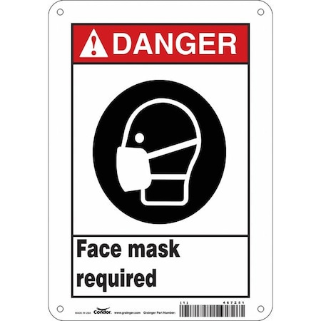 Condor Face Mask Required Sign, 7" W x 10" H, English, Plastic, Black ...