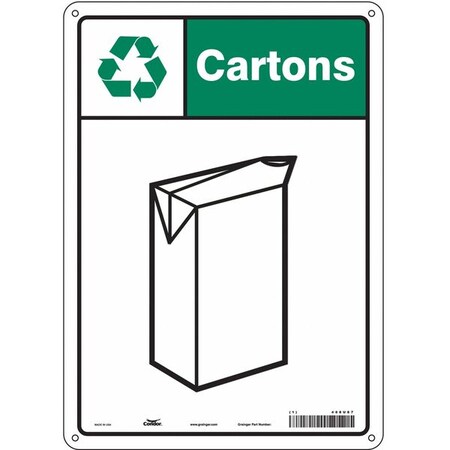 Condor Recycle Sign, Cartons, 10 in W x 14 in H, Vertical Rectangle ...