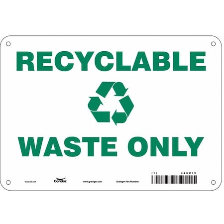 Condor Recyclable Waste Only, 10 in W x 7 in H, Vertical Rectangle ...