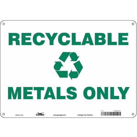 Condor Recyclable Metals Only, 14 in W x 10 in H, Horizontal Rectangle ...