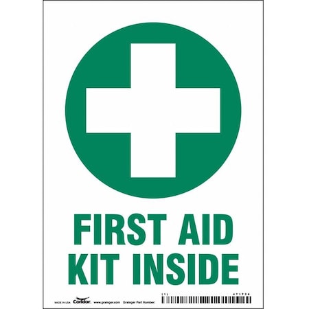 Condor First Aid Kit Inside, 5 in W x 7 in H, Vertical Rectangle, Vinyl ...