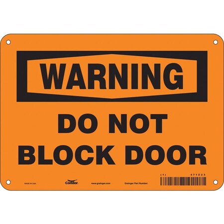 Condor Warning, Do Not Block Door, 10 in W x 7 in H, Vertical Rectangle ...