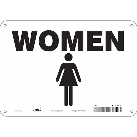 Condor Restroom Sign, WOMEN, 7 in W x 10 in H, Horizontal Rectangle ...