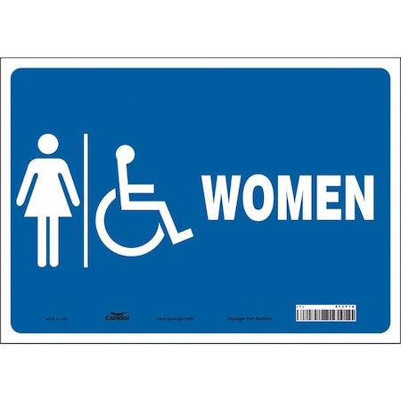 Condor Restroom Sign, WOMEN, 14 in W x 10 in H, Horizontal Rectangle ...