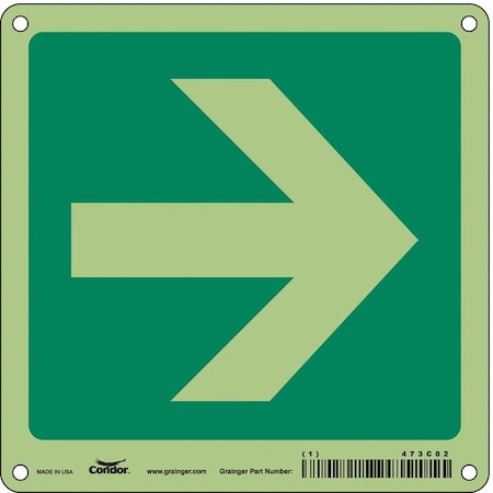 Condor Directional Sign, Right Arrow, 6 in W x 6 in H, Square ...