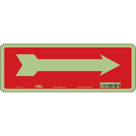Condor Directional Arrow Sign, No Text, 14" W, 5" H, Plastic, Red ...