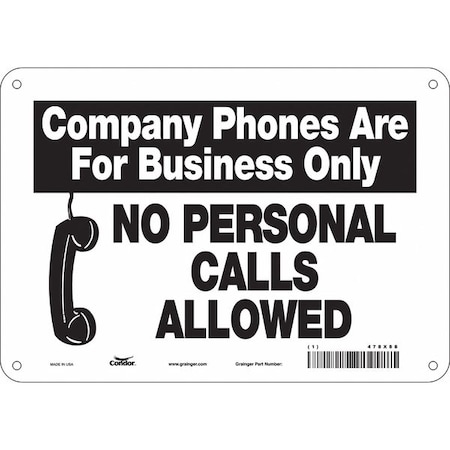 Condor NO PERSONAL CALLS ALLOWED, 10 in W x 7 in H, Vertical Rectangle ...