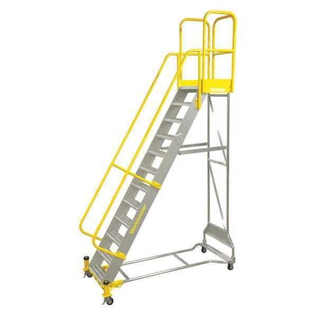 Cotterman 142 in H Aluminum Rolling Ladder, 10 Steps, 500 lb Load ...