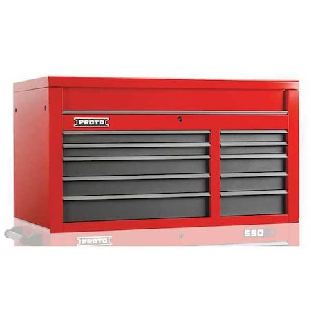 Proto 550S Series Top Chest, 10 Drawer, Red/Gray, Steel, 50 in W x 25-1 ...