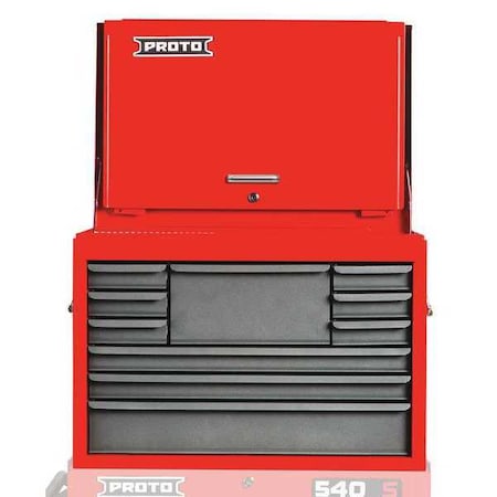 Proto 540 Top Chest, 10 Drawer, Red, Steel, 27 in W x 18 in D x 19 in H ...