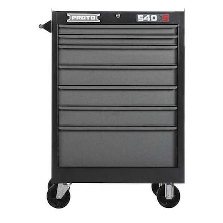 Proto 540S Rolling Tool Cabinet, 7 Drawer, Gloss Black, Steel, 27 in W ...