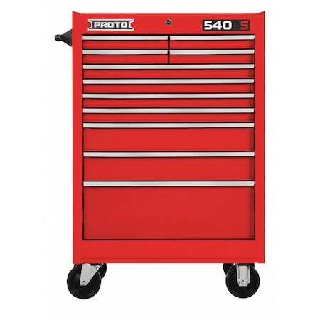 Proto 540S Rolling Tool Cabinet, 11 Drawer, Gloss Red, Steel, 27 in W x ...