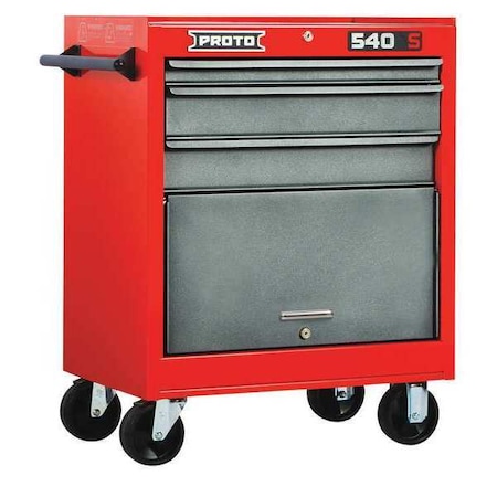 Proto 540S Rolling Tool Cabinet, 3 Drawer, Safety Red and Gray, Steel ...