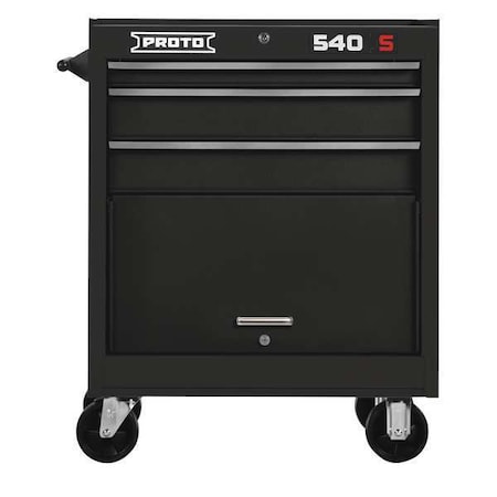 Proto 540S Rolling Tool Cabinet, 3 Drawer, Gloss Black, Steel, 27 in W ...