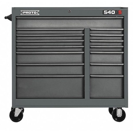 Proto 540S Rolling Cabinet, 15 Drawer, Gray, Steel, 41" W x 18" D x 42 ...