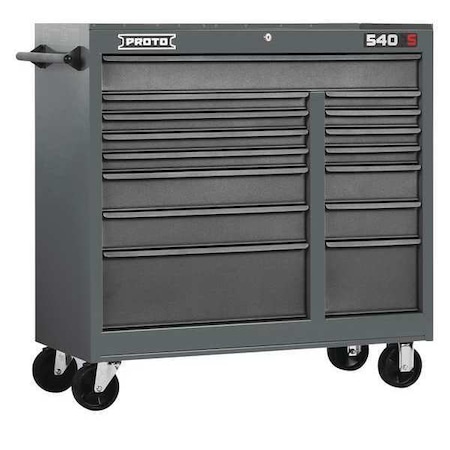 Proto 540S Rolling Cabinet, 15 Drawer, Gray, Steel, 41" W x 18" D x 42 ...